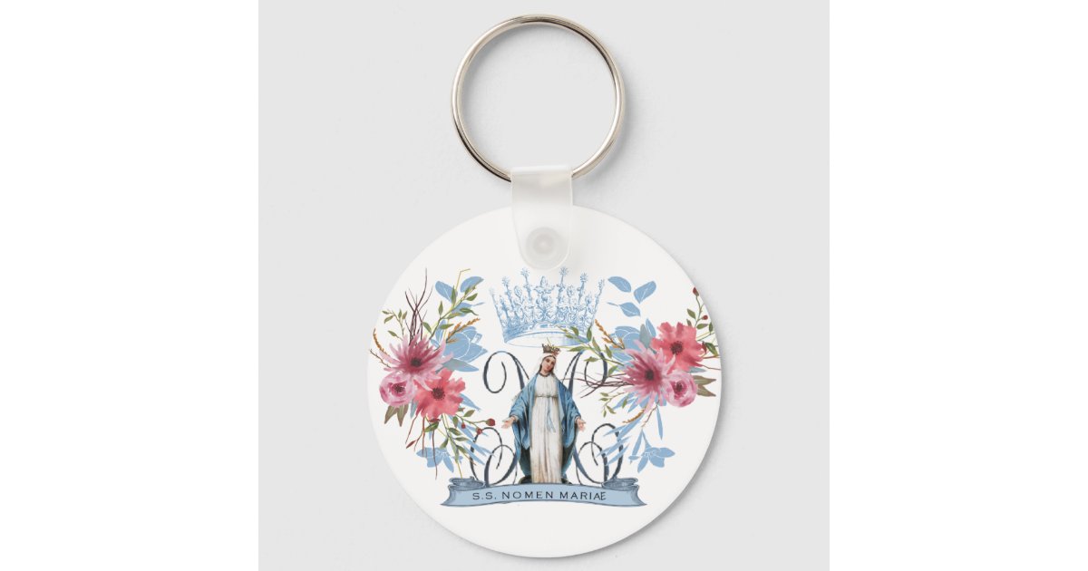 Holy Name of Mary Religious Virgin Mother Floral Keychain | Zazzle