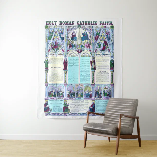 Holy Roman Catholic Faith Infographic Chart Tapestry | Zazzle