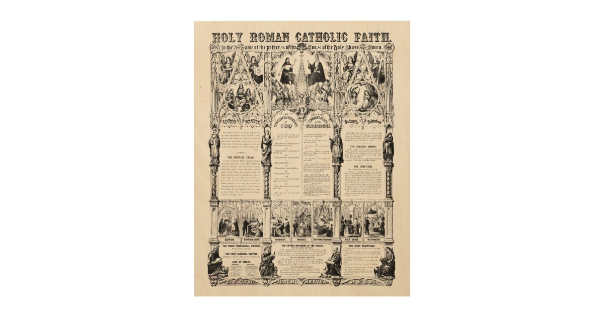 Holy Roman Catholic Faith Infographic Chart Wood Wall Art | Zazzle