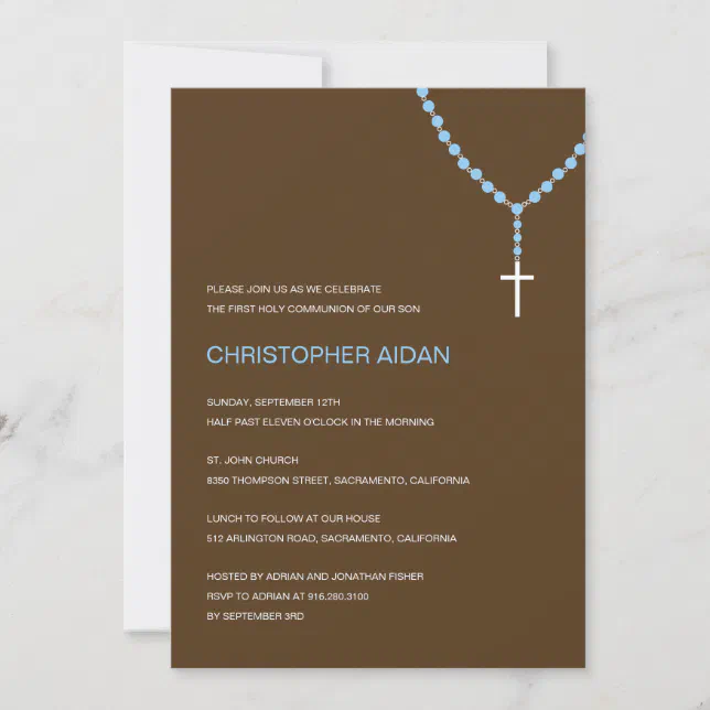 Holy Rosary Baptism /First Communion Invitation | Zazzle