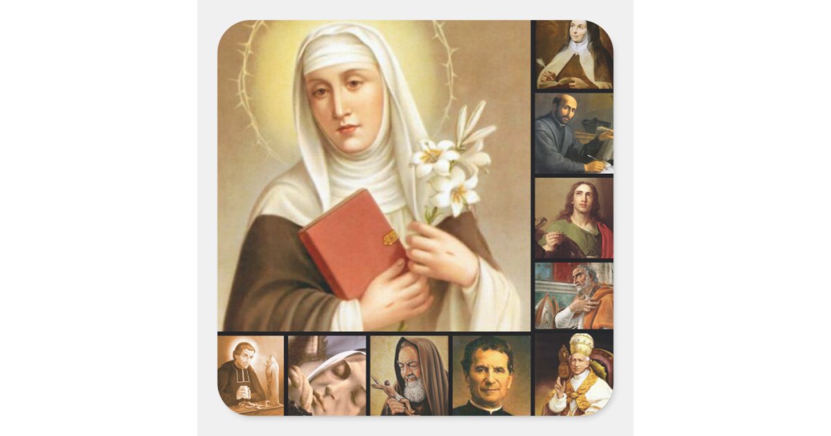Holy Saints Collage Priests Nuns Pope Square Sticker | Zazzle