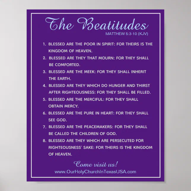 Holy Scripture Matthew 5:3 to 5:10 Beatitudes Poster | Zazzle