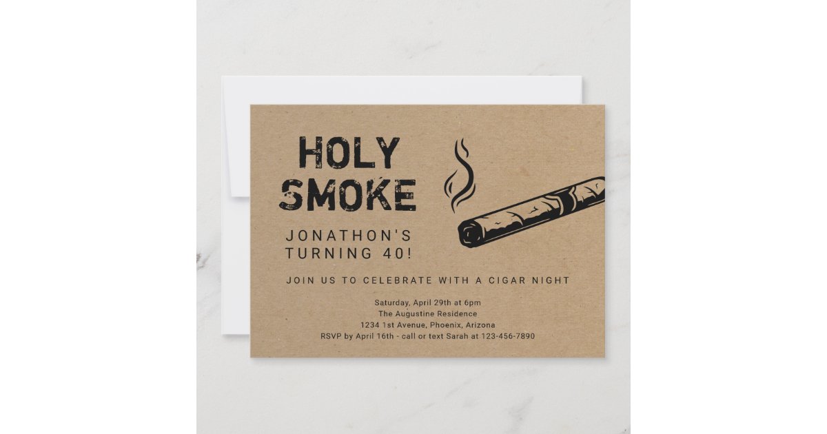 Holy Smoke Cigar Night Birthday Retirement Party Invitation | Zazzle