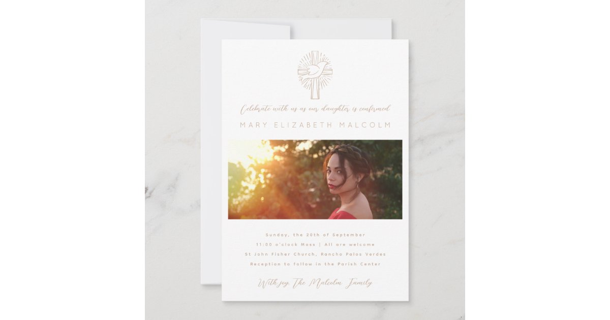 Holy Spirit Dove Cross Photo Confirmation Invitation | Zazzle