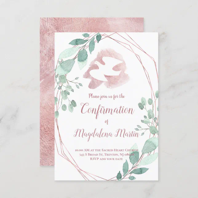 Holy Spirit foliage frame confirmation Invitation | Zazzle