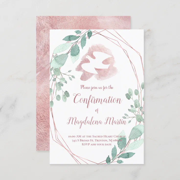 Holy Spirit foliage frame confirmation Invitation | Zazzle