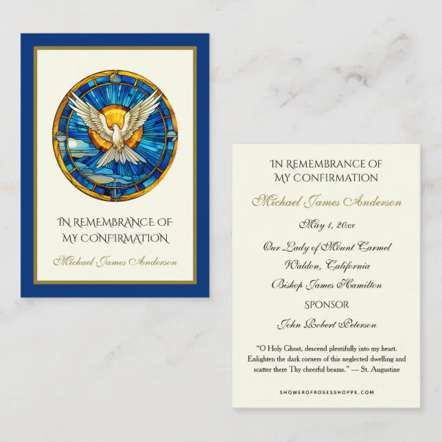 Holy Spirit Sacrament Confirmation Holy Card -- | Zazzle