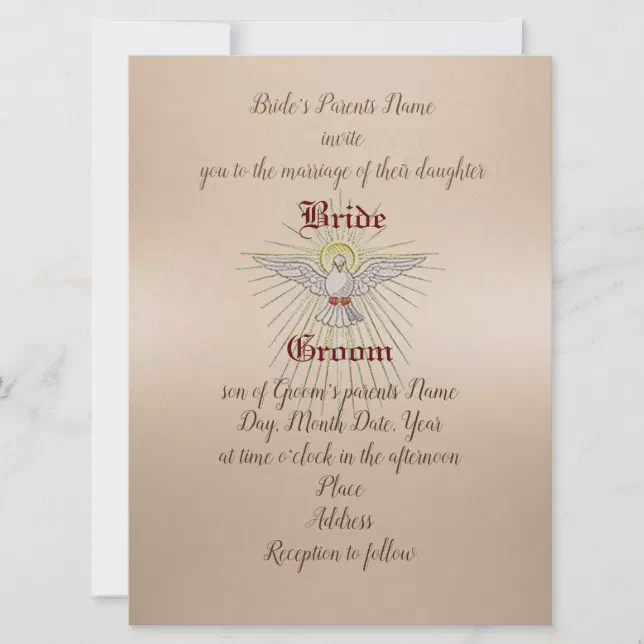 Holy Spirit Wedding Invitation | Zazzle