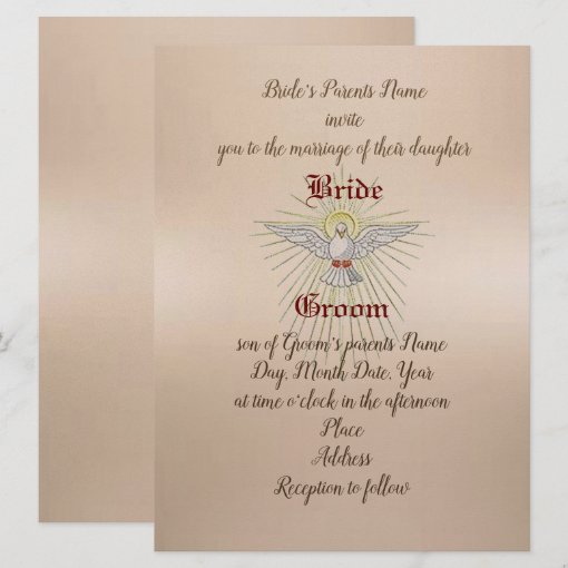 Holy Spirit Wedding Invitation | Zazzle