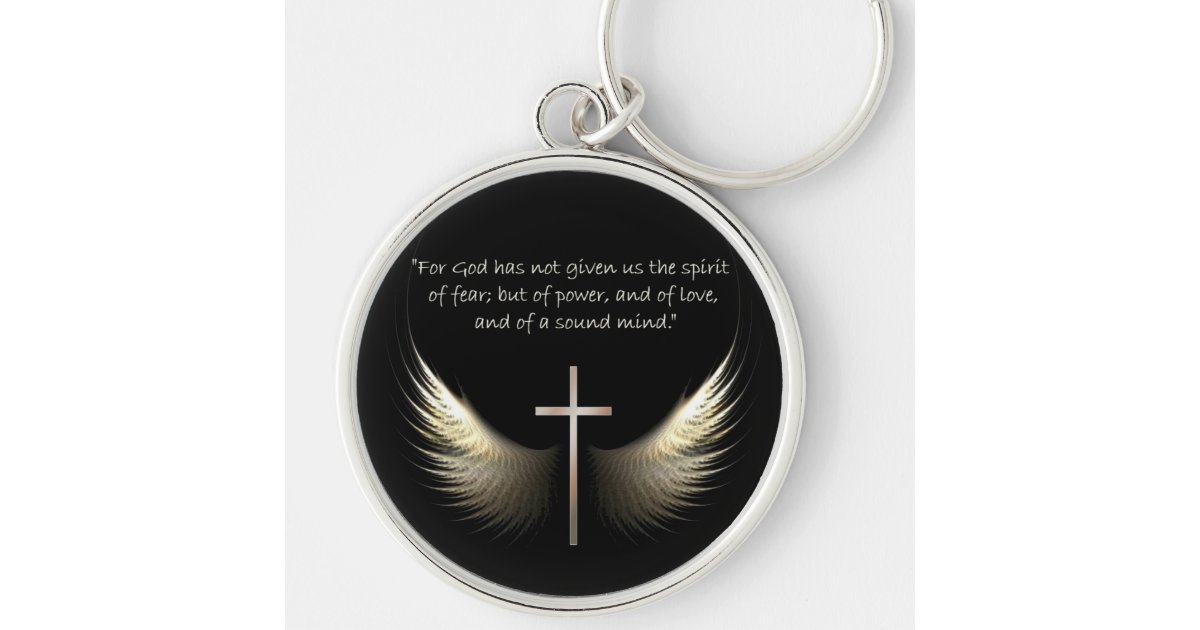 Holy Spirit Wings with Cross and Scripture Verse Keychain | Zazzle