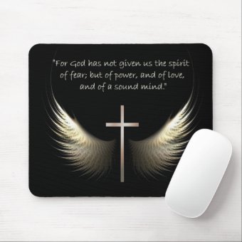 Holy Spirit Wings with Cross and Scripture Verse Mouse Pad | Zazzle