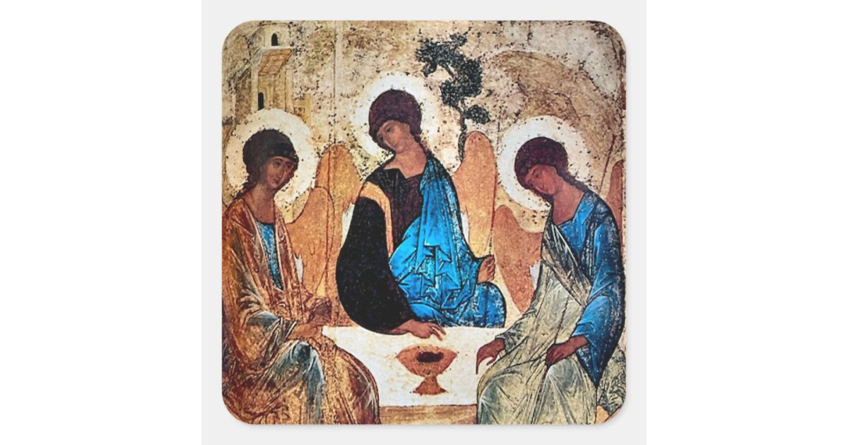 Holy Trinity by Andrei Rublev Square Sticker | Zazzle