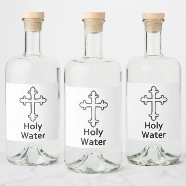 Holy Water Baptism Church Christian Cross Liquor Bottle Label | Zazzle
