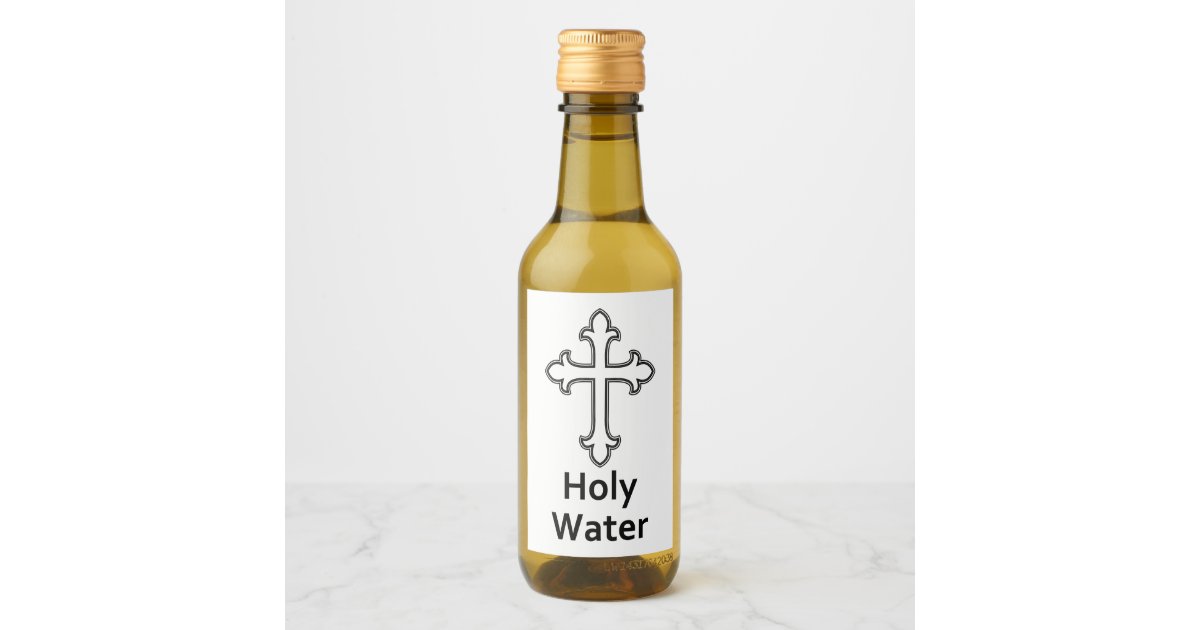 Holy Water Cross Wine Label | Zazzle