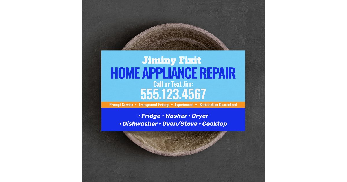 Home Appliance Repair Business Card | Zazzle