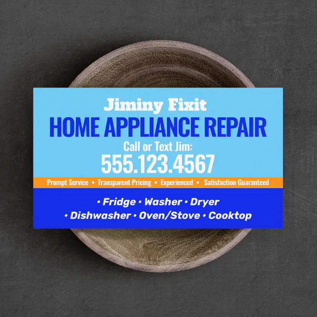 Home Appliance Repair Business Card | Zazzle