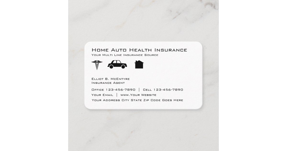 Home Auto Health Insurance Agent Business Card | Zazzle