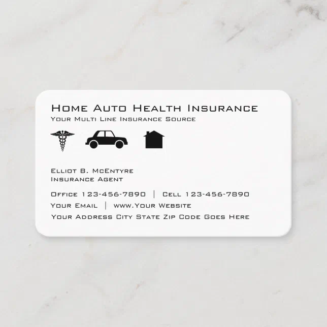 Home Auto Health Insurance Agent Business Card | Zazzle