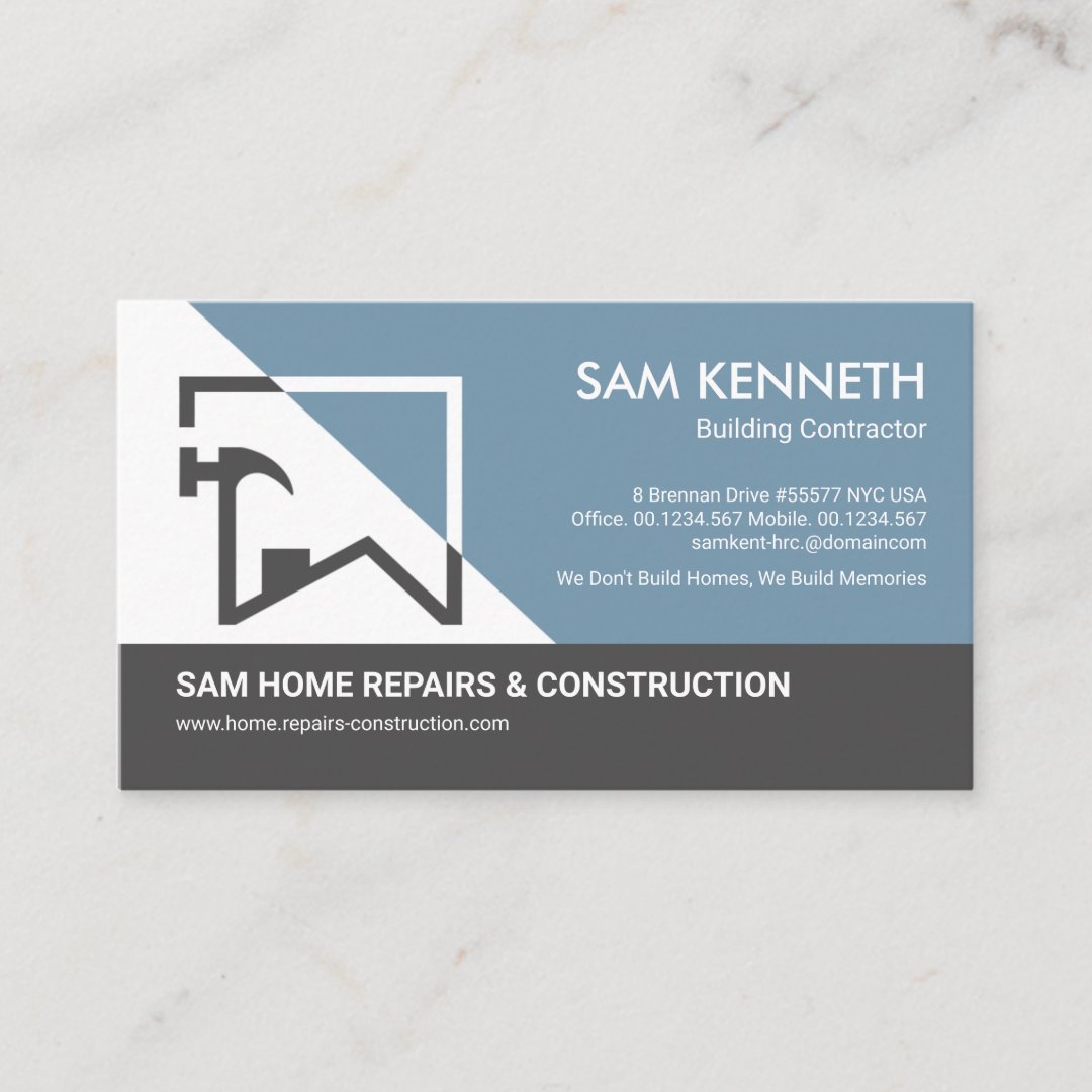 Home Building Hammer Frame Construction Business Card | Zazzle