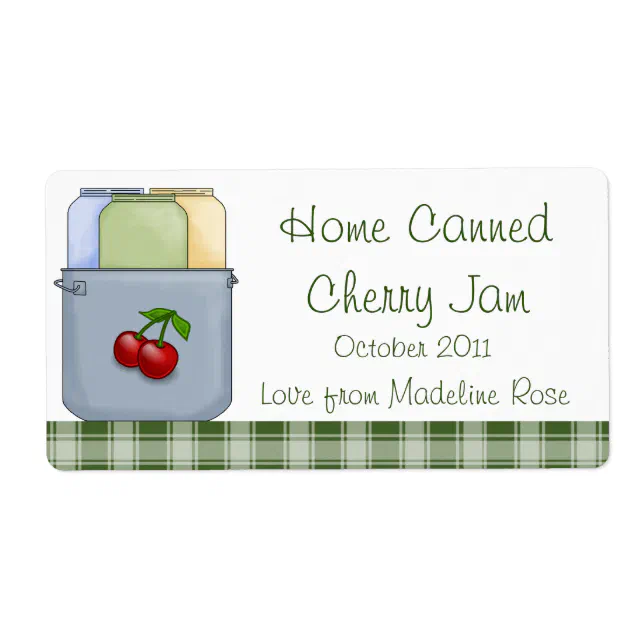 Home Canned Cherry Jam Jar Label (Personalize) | Zazzle
