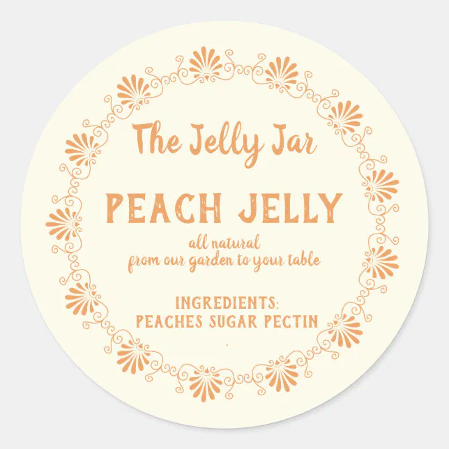 Home Canning Business Peach Jelly Food Label | Zazzle