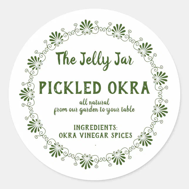 Home Canning Business Pickled Okra Food Label | Zazzle