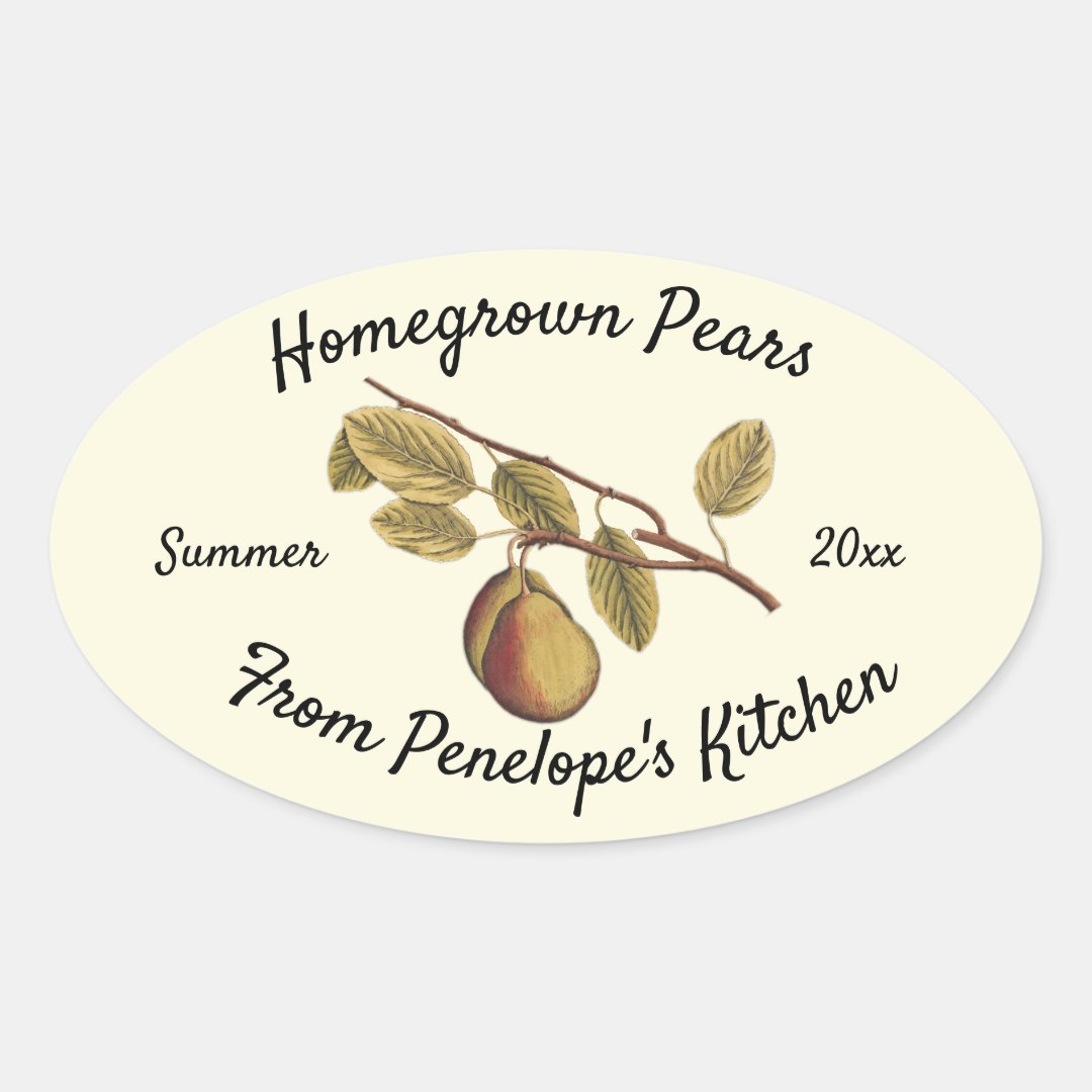 Home Canning Fruit Label Vintage Pears Your Name | Zazzle