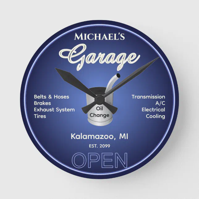 Home Car Mechanic Garage Full Service Wall Clock | Zazzle
