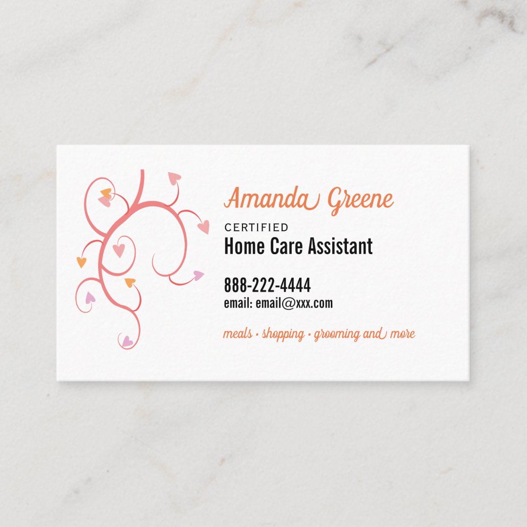 Home Care Assistant caregiver Business Card | Zazzle