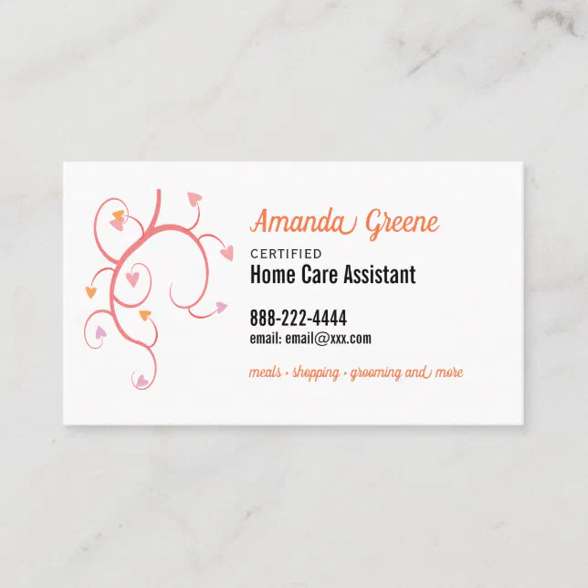 Home Care Assistant caregiver Business Card | Zazzle