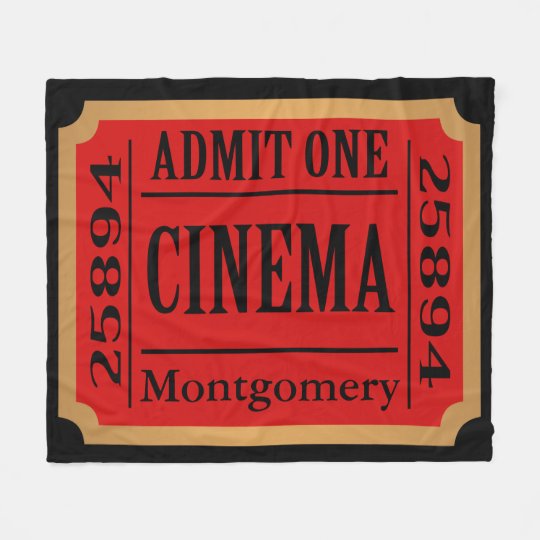 Home Cinema Movie Ticket Stub Personalized Fleece Blanket | Zazzle.com