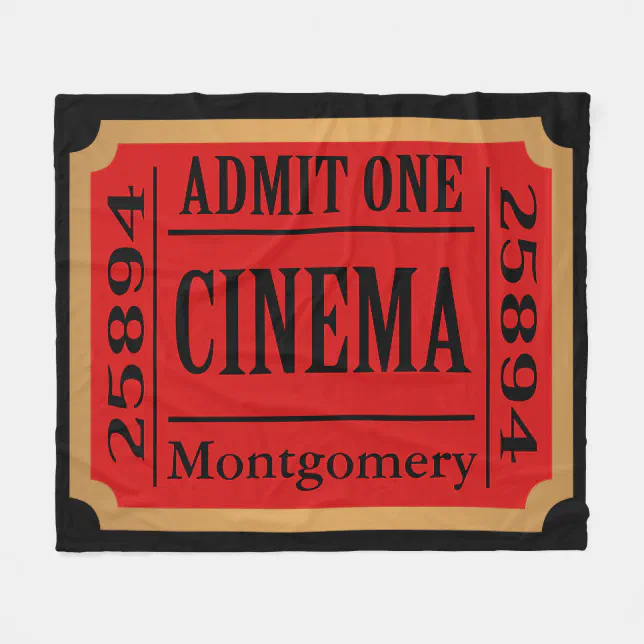 Home Cinema Movie Ticket Stub Personalized Fleece Blanket | Zazzle