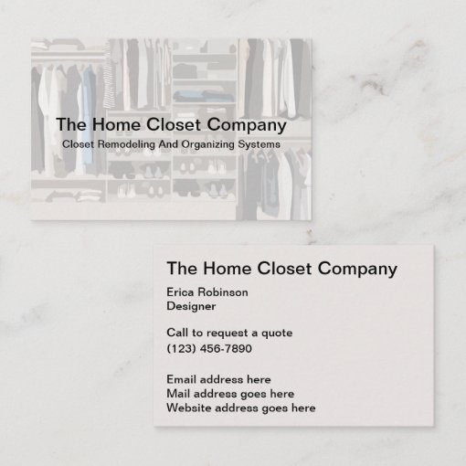 Home Closet Remodeling And Organizing Business Card | Zazzle
