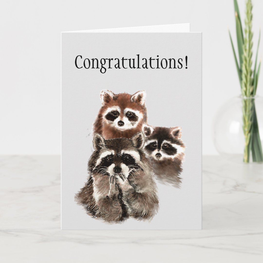 Home Congratulations Fun Raccoons Blowing Kisses Card | Zazzle
