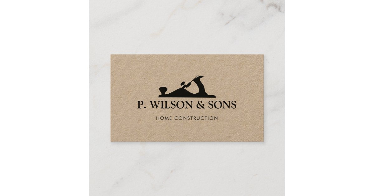 Home Construction and Carpenter Wood Plane Logo Business Card | Zazzle