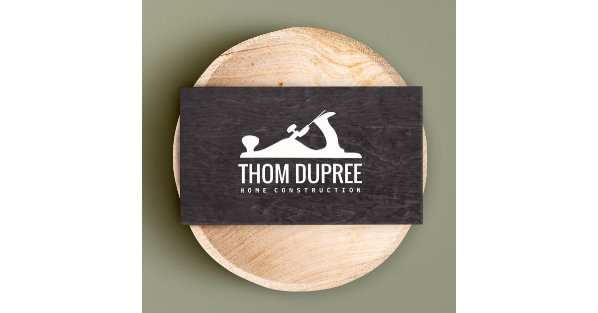 Home Construction and Carpentry Wood Plane Logo 2 Business Card | Zazzle