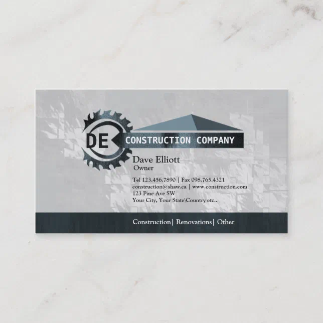 Home construction monogram business cards | Zazzle