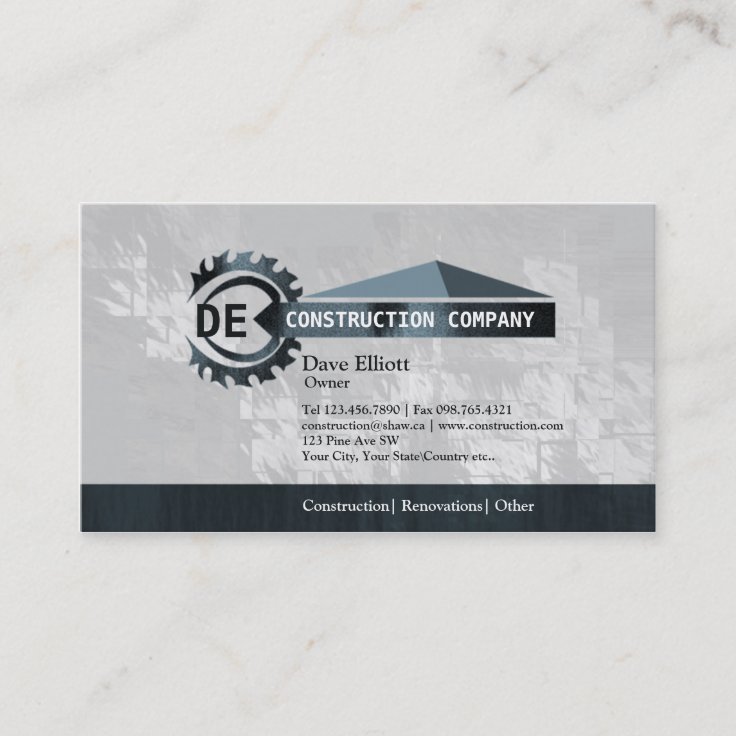 Home construction monogram business cards | Zazzle