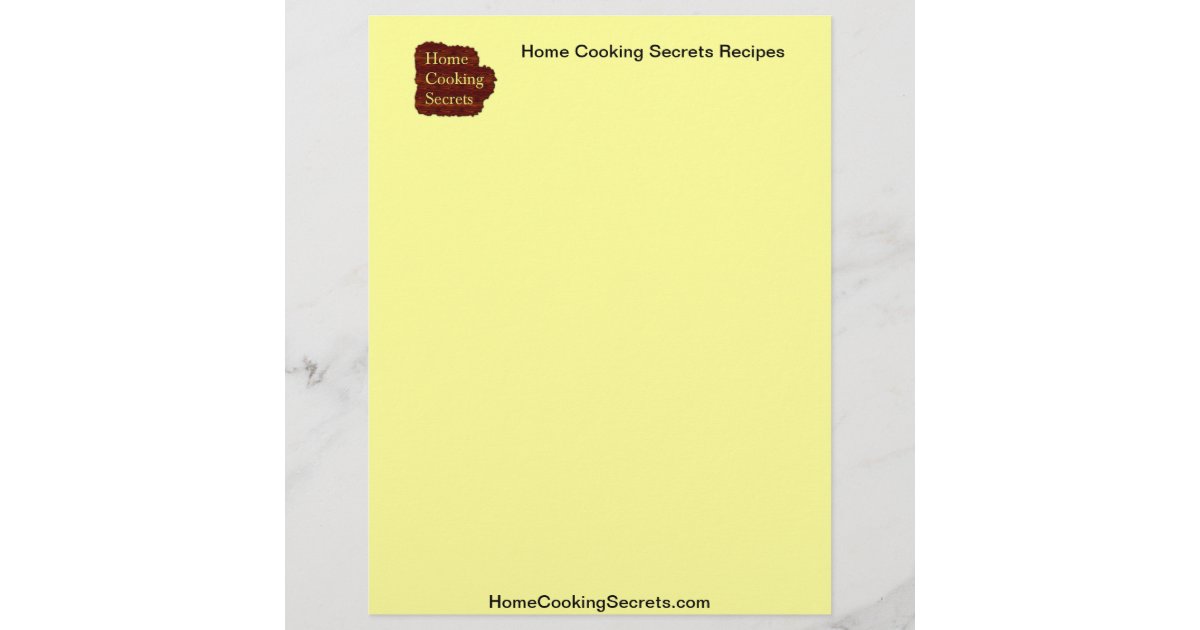 Home Cooking Secrets Recipe Stationary Letterhead | Zazzle