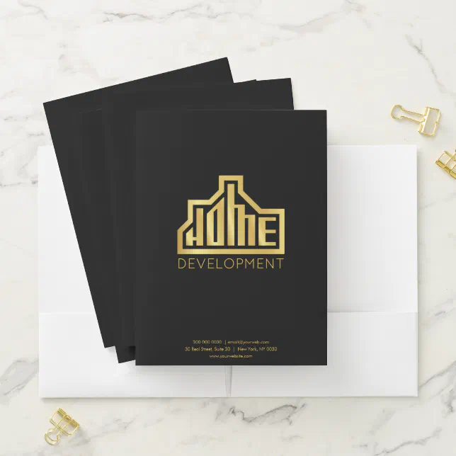 Home Development Logo Real Estate Pocket Folder | Zazzle