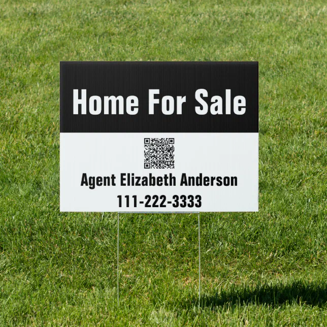 Home For Sale Real Estate Agent Name QR Code Sign | Zazzle