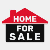 Home For Sale Red Black White House Shape Sign | Zazzle