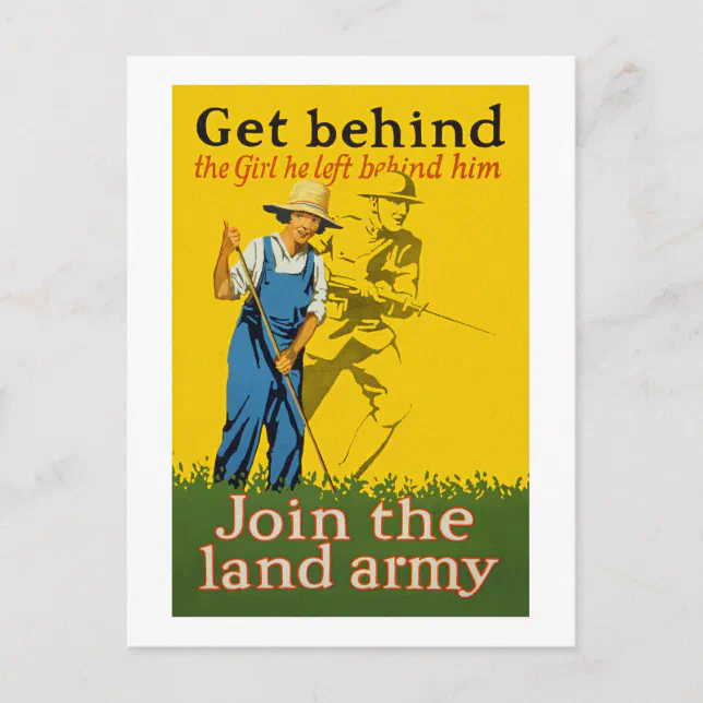 Home Front Join the Land Army WWI Propaganda Postcard | Zazzle