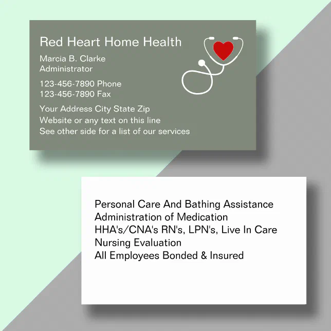 Home Health Nursing Services Business Card | Zazzle