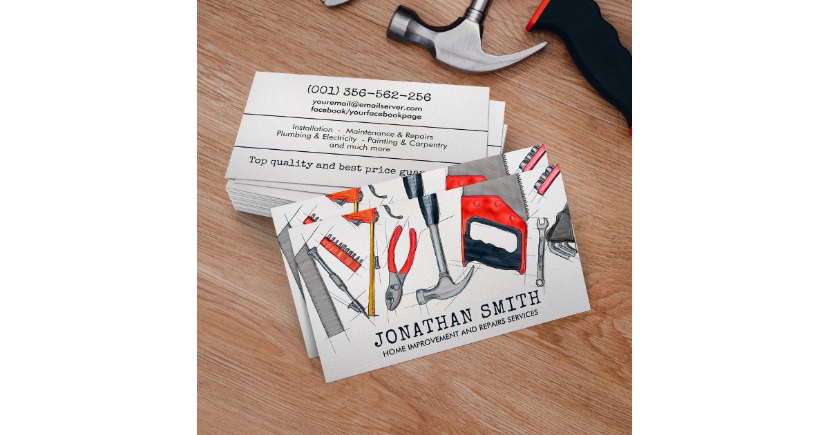 Home improvement and repair handyman services business card | Zazzle