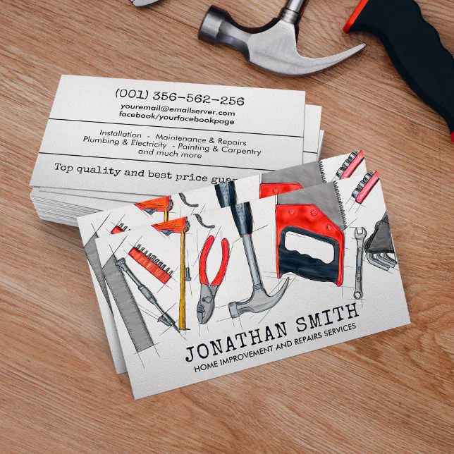 Home improvement and repair handyman services business card | Zazzle
