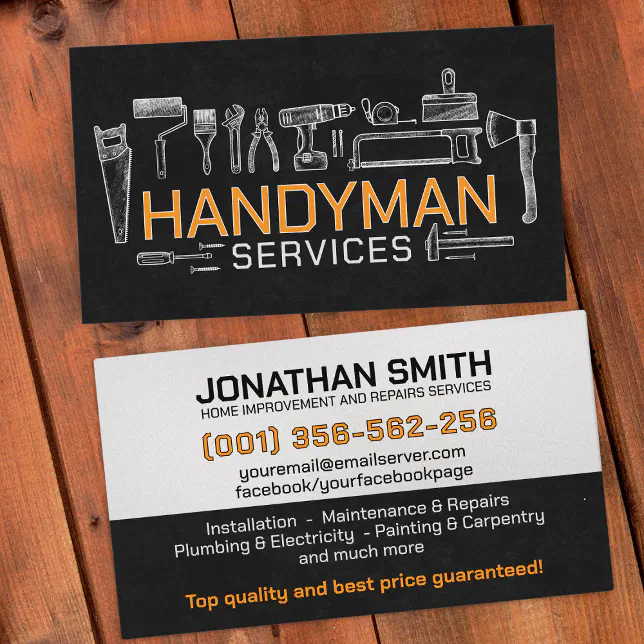 Home improvement and repair handyman services business card | Zazzle