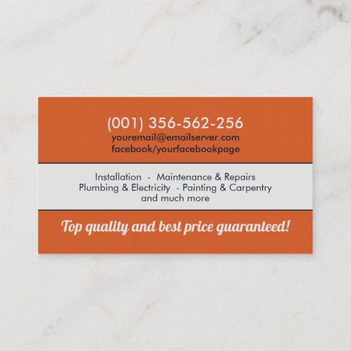 Home improvement and repair services business card | Zazzle