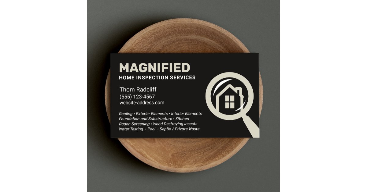 Home Inspection Black Business Card | Zazzle