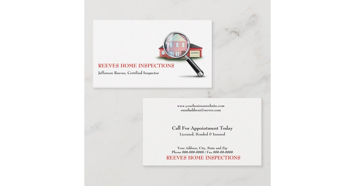 Home Inspection Inspector Business Card | Zazzle